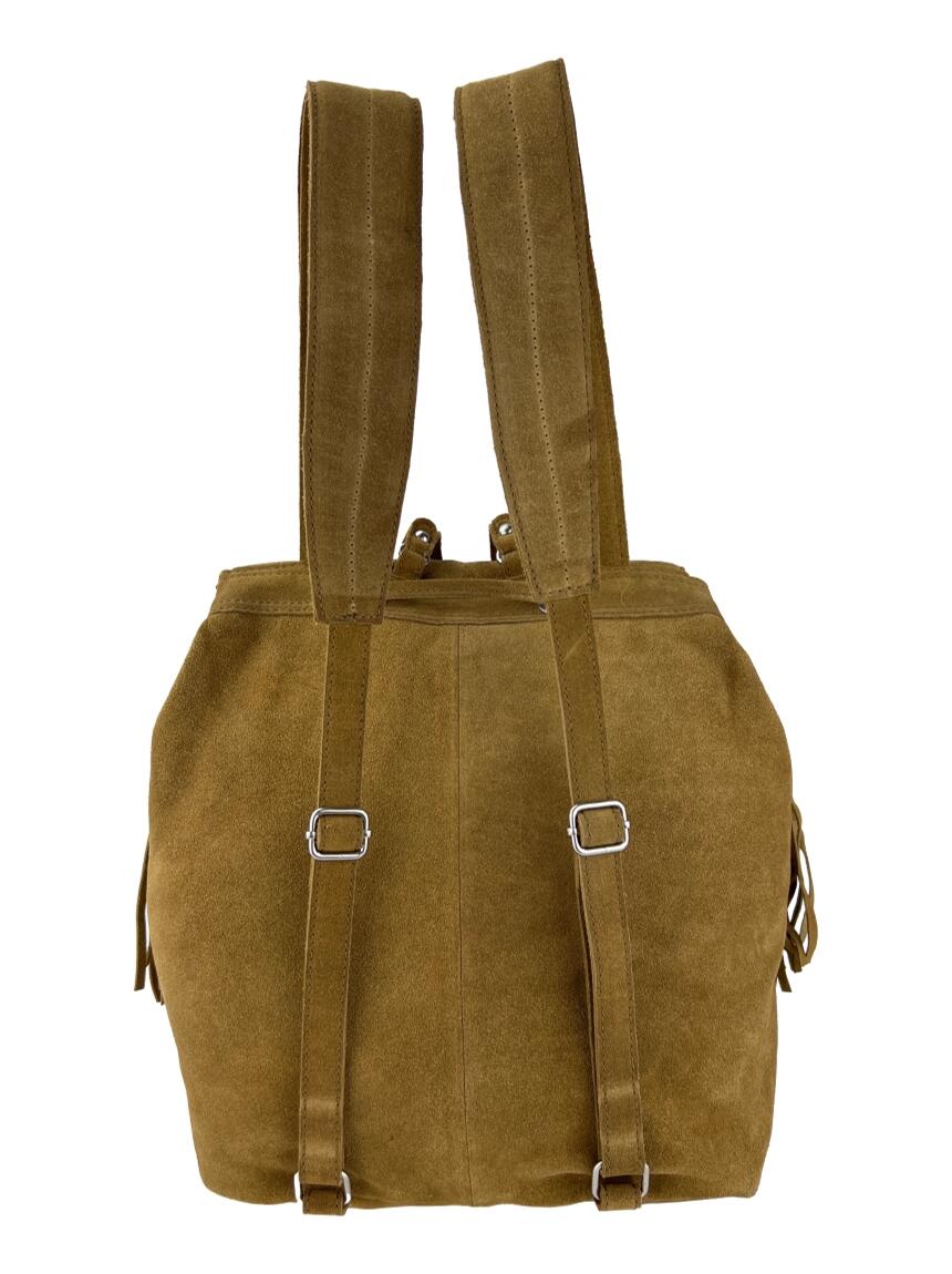 Mochila Zara Camurça Franjas Marrom - QPM260 Original | Etiqueta Única