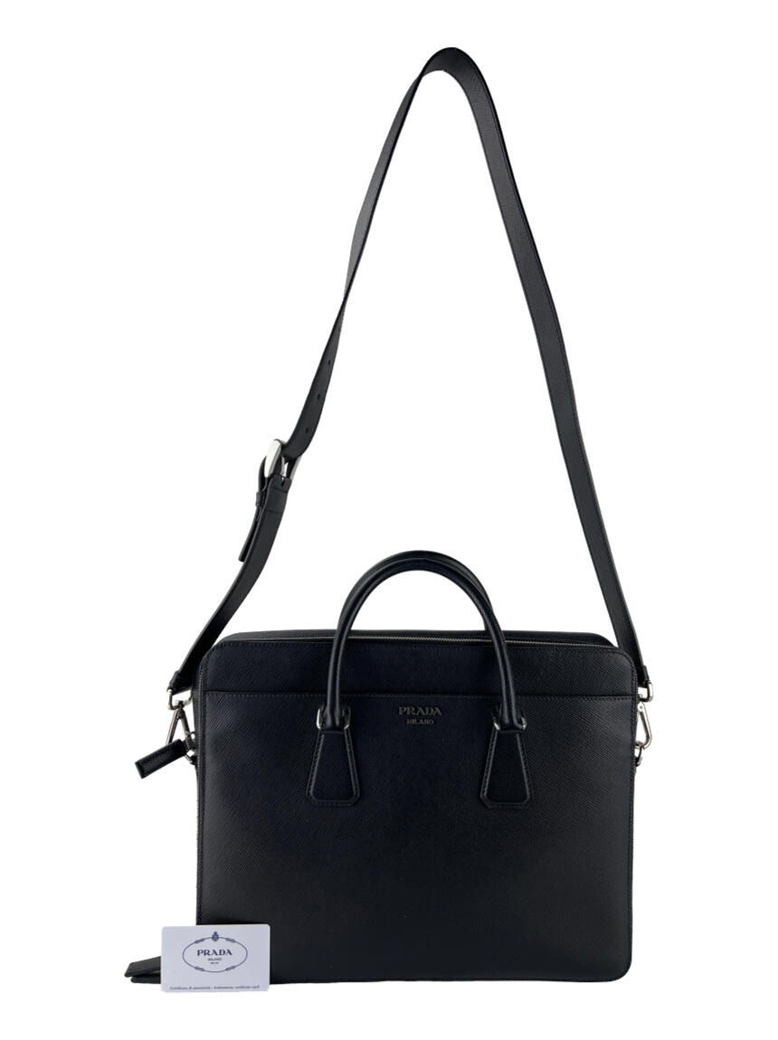 Pasta Prada Saffiano Preto - CEFI91 Original | Etiqueta Única