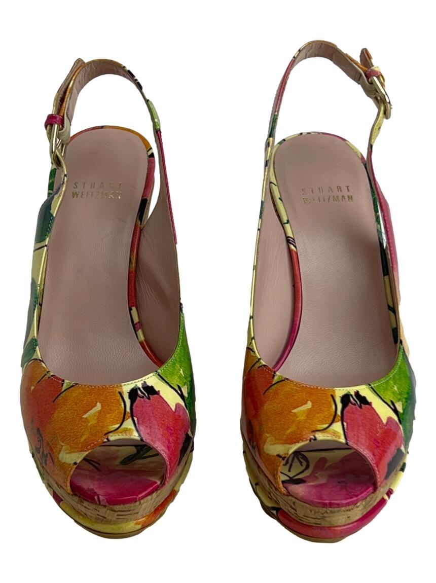 Plataforma Stuart Weitzman Jean Verniz Floral - AWU1502 Original ...