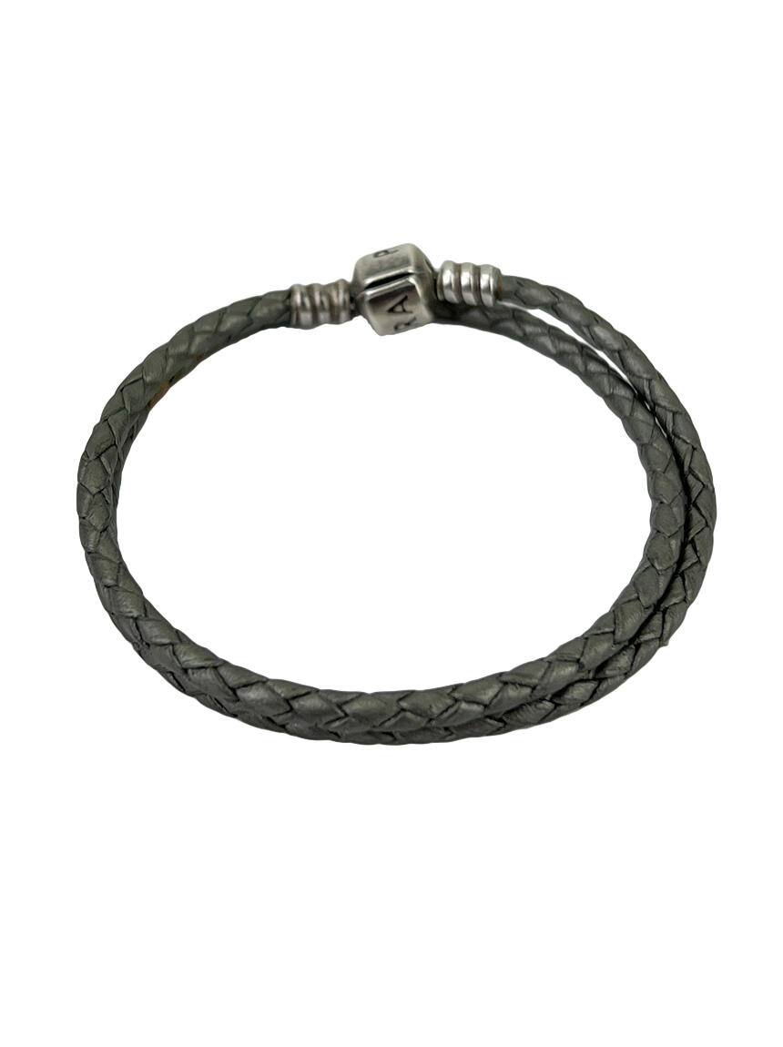 Pulseira Pandora Duo Couro Cinza - CESI13 Original | Etiqueta Única