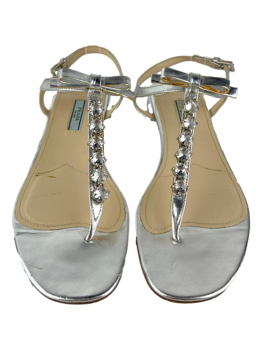 Rasteira Prada Crystal Prateada - CGIQ8 Original | Etiqueta Única