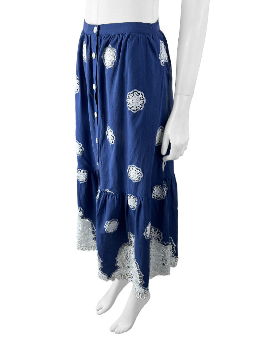 Saia Miguelina Bordado Azul - CKM709 Original | Etiqueta Única