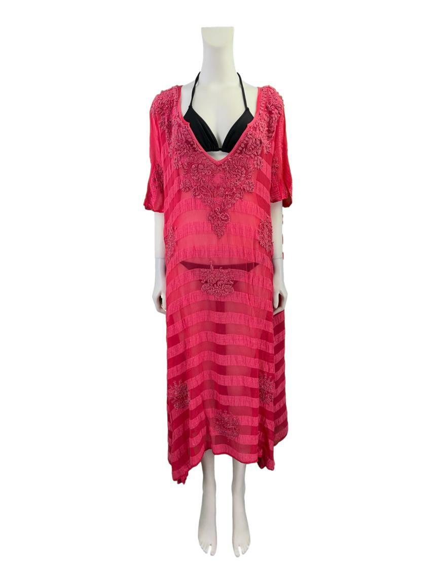 Saída de Praia SouQ Bordada Rosa Original - | Etiqueta Única