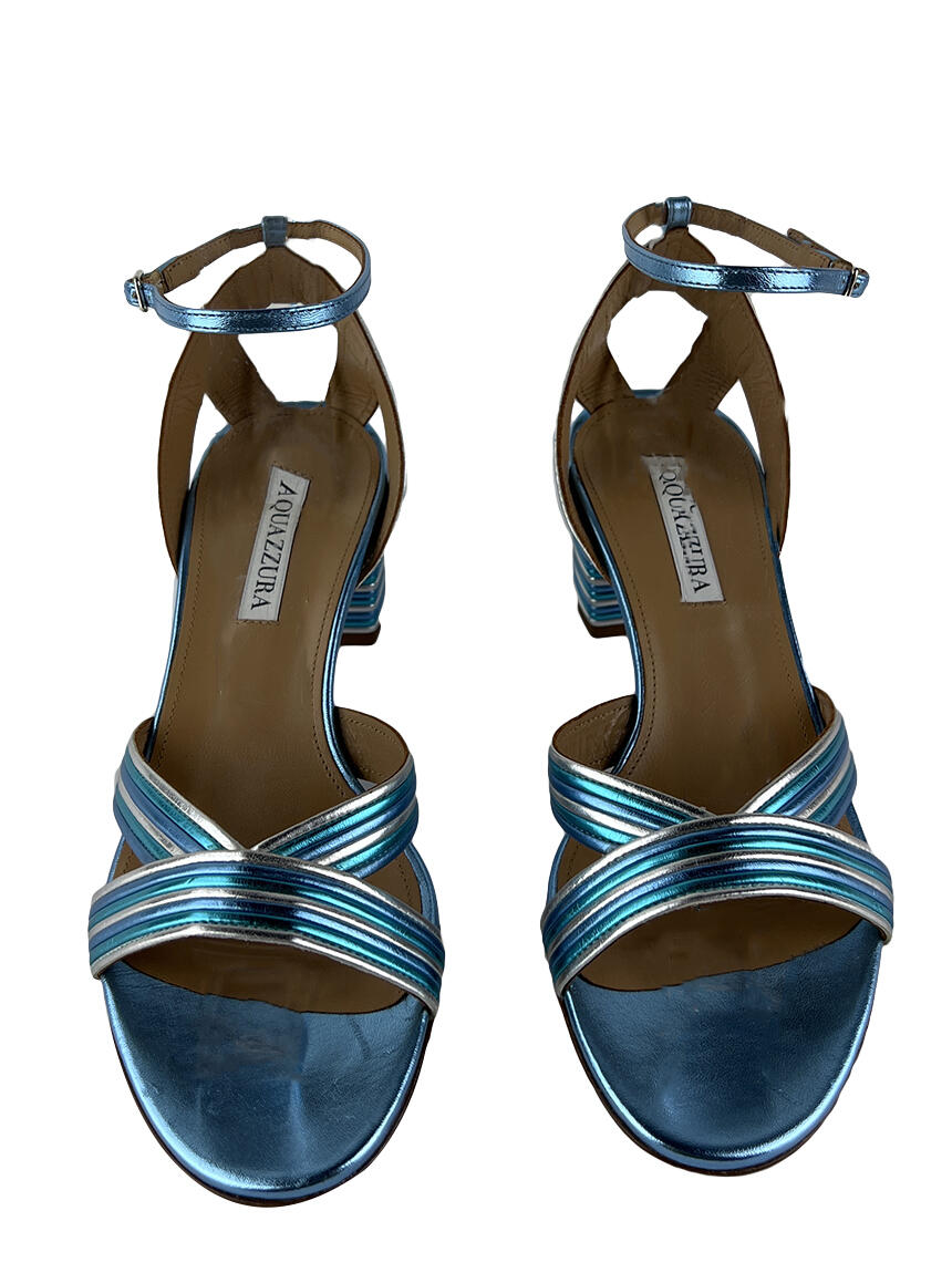Sandália Aquazzura Ari Block Azul Original - PSO215 | Etiqueta Única
