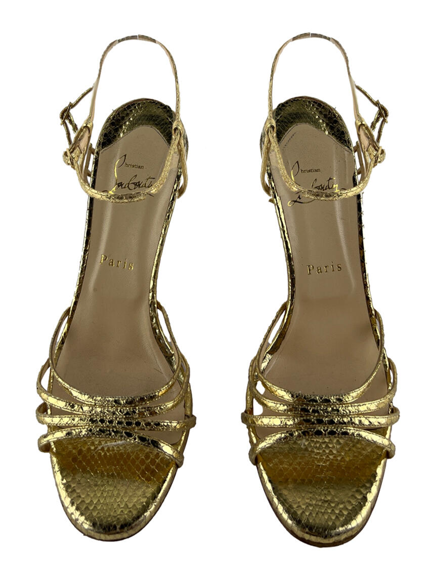Sandália Christian Louboutin Python Dourado - AFRW66 Original ...