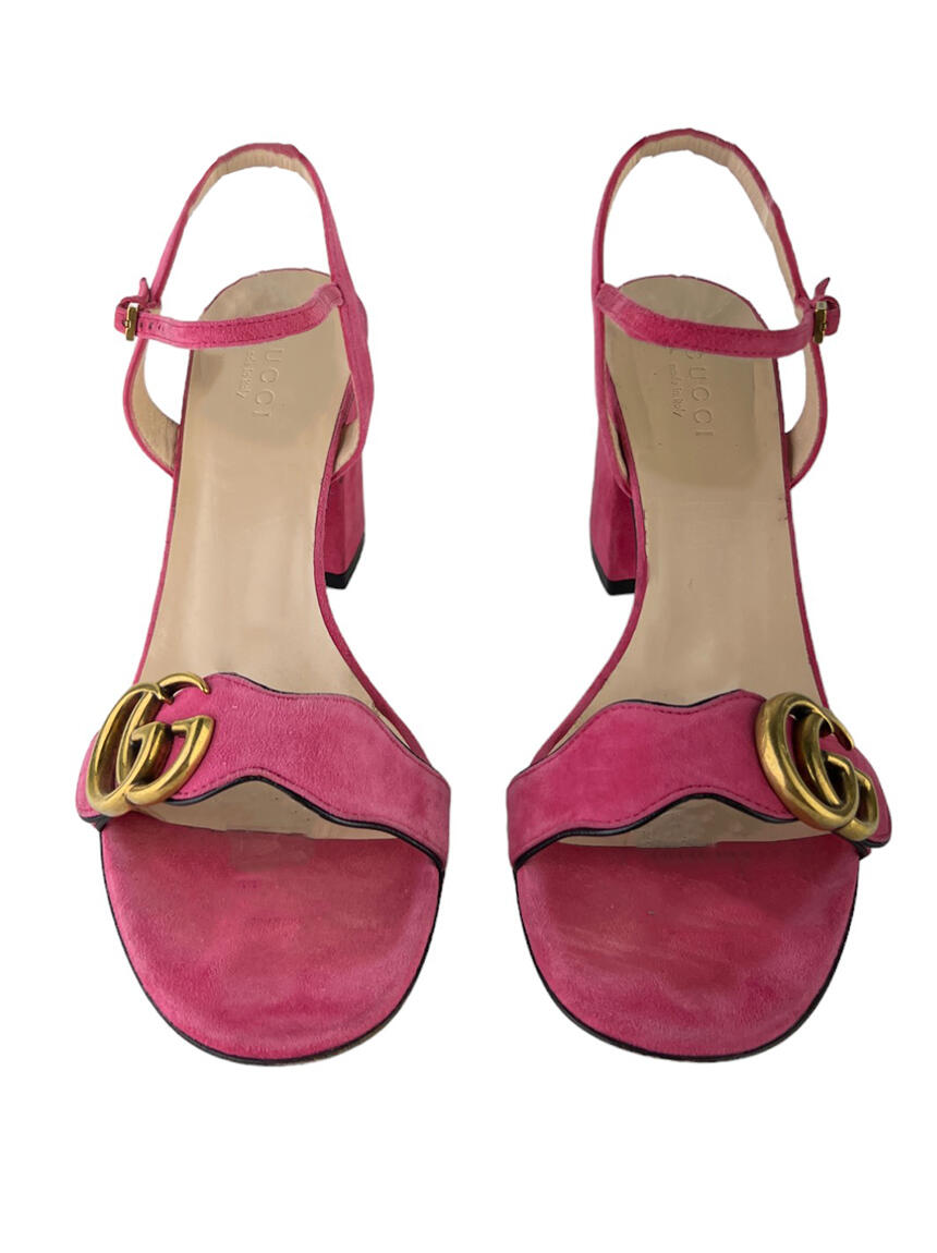 Sandália Gucci GG Marmont Rosa Original - | Etiqueta Única
