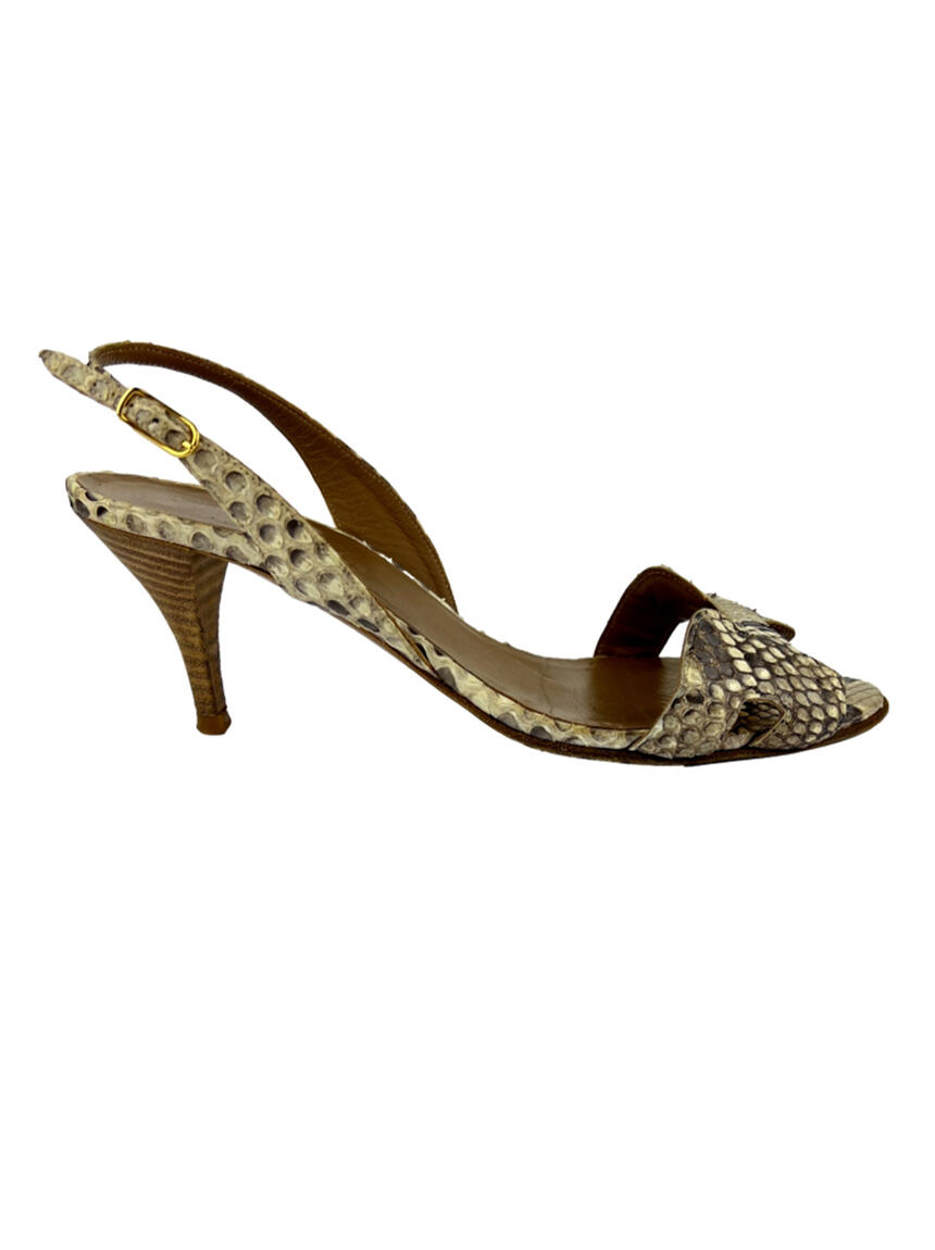 Sandália Hermès Slingback Night Bege - BNP264 Original | Etiqueta Única