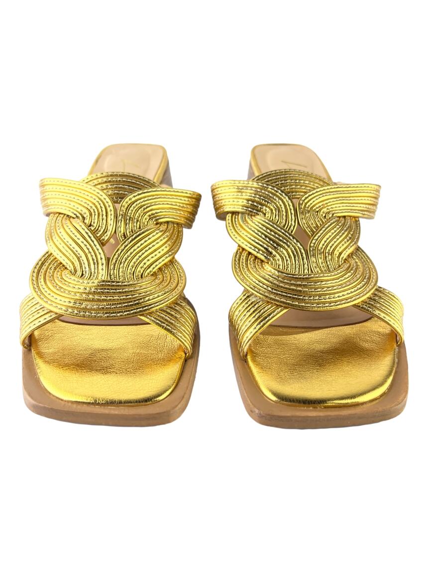 Sandália Luiza Barcelos Couro Dourado Original - AAXQ52 | Etiqueta Única