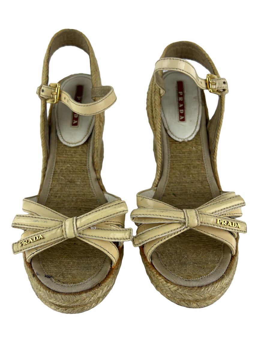 Sandália Prada Rafia Bege - CFLZ1 Original | Etiqueta Única