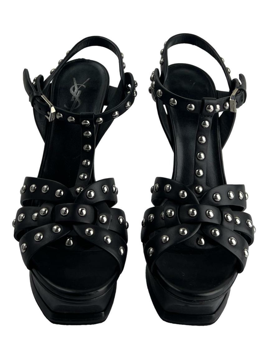 Sandália Yves Saint Laurent Tribute Preto - DCR200 Original | Etiqueta ...