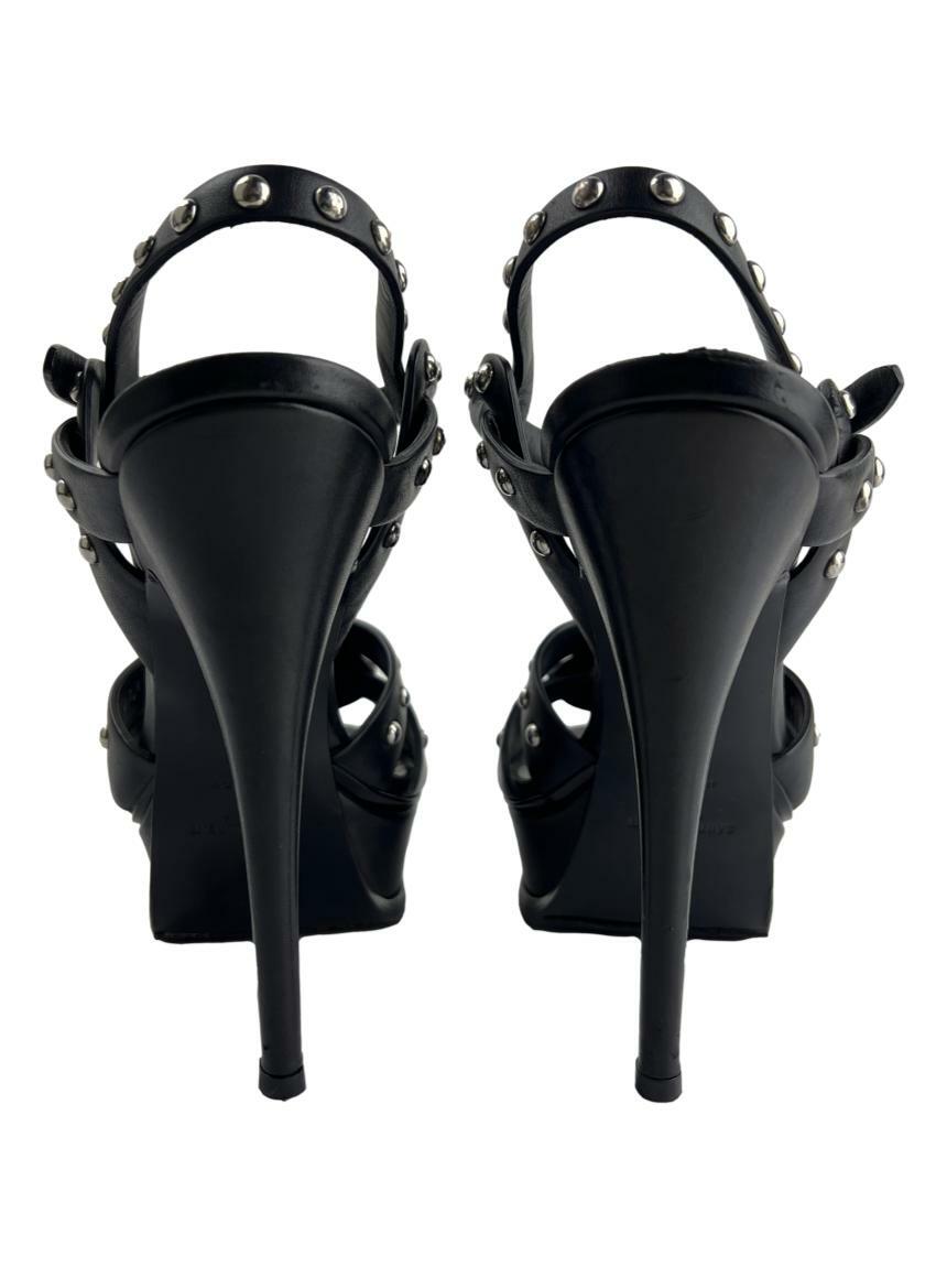 Sandália Yves Saint Laurent Tribute Preto - DCR200 Original | Etiqueta ...