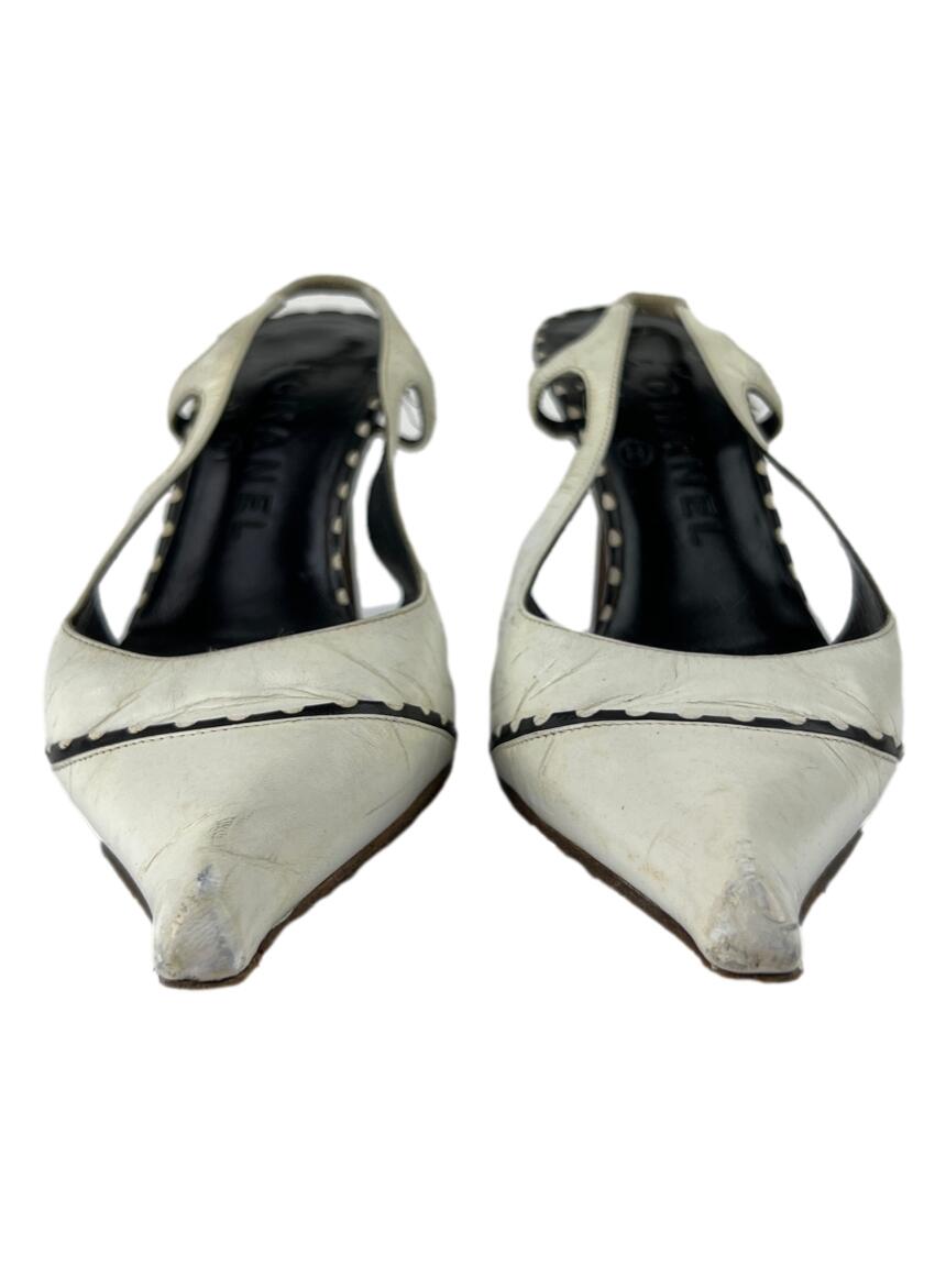 Sapato de Salto Chanel Slingback Branco Vintage - AFVL25 Original ...