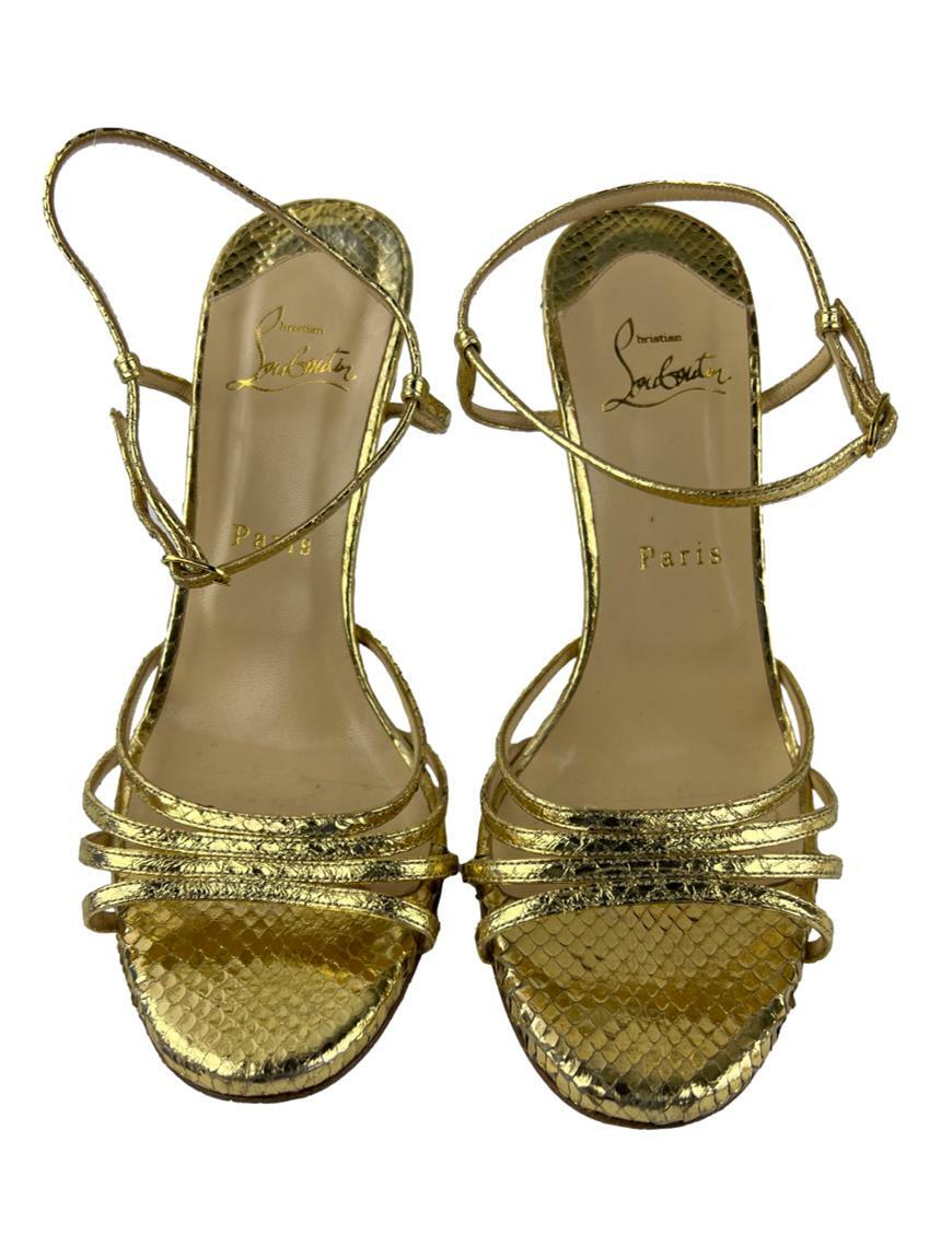 Sapato de Salto Christian Louboutin Python Dourado - AIP327 Original | Etiqueta Única