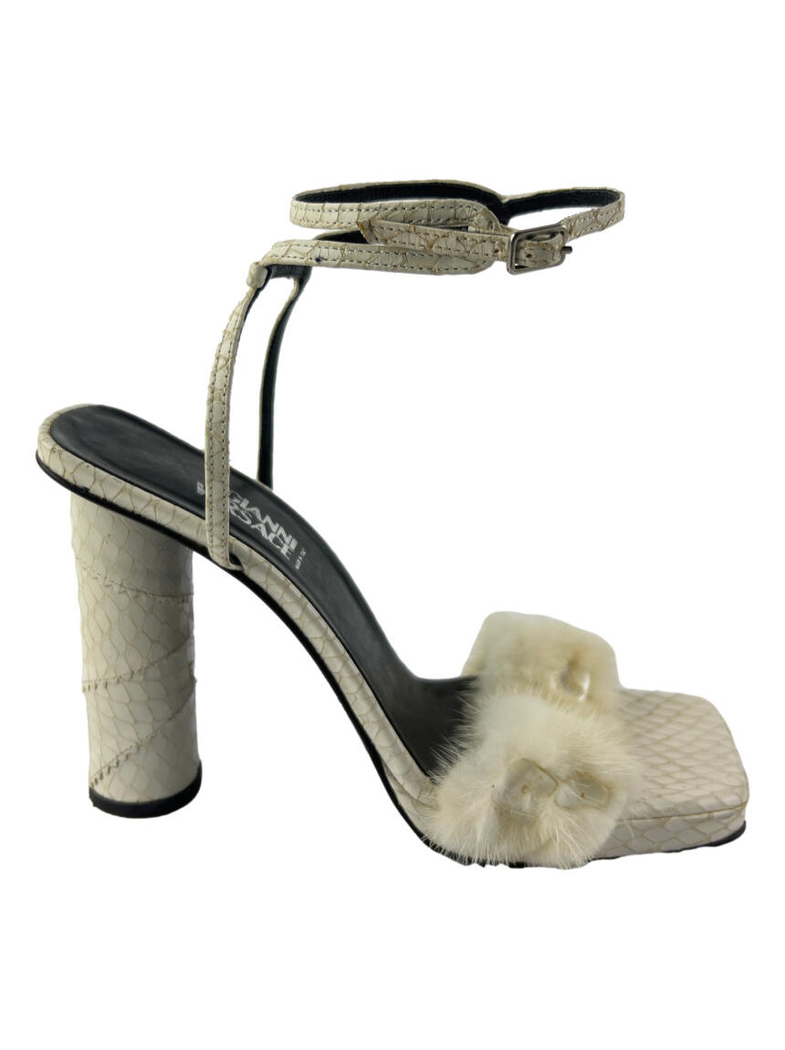 Sapato de Salto Versace Gianni Versace Snakeskin Off-White Vintage ...