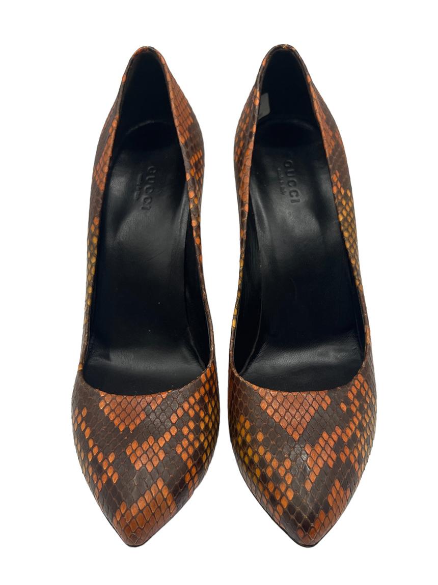 Scarpin Gucci Python Laranja - GZU15 Original | Etiqueta Única