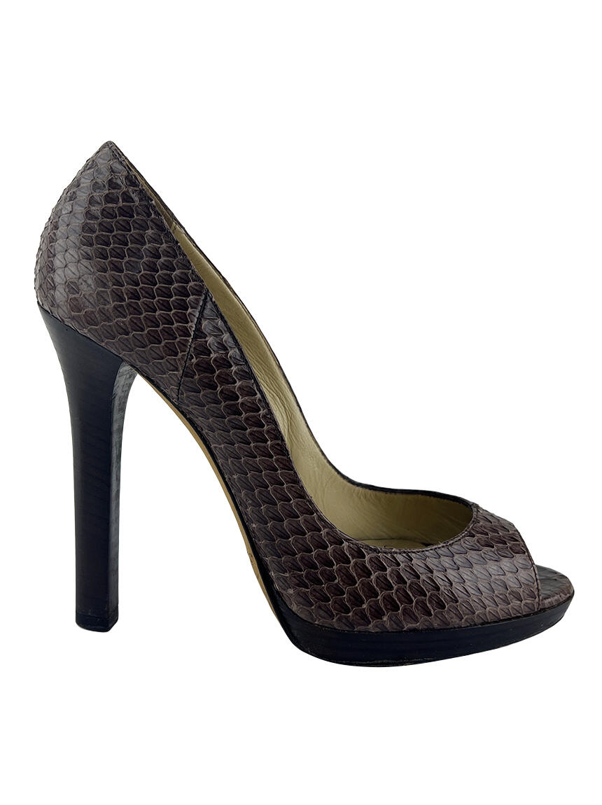 Scarpin Jimmy Choo Peep Toe Python Original - BFR288 | Etiqueta Única