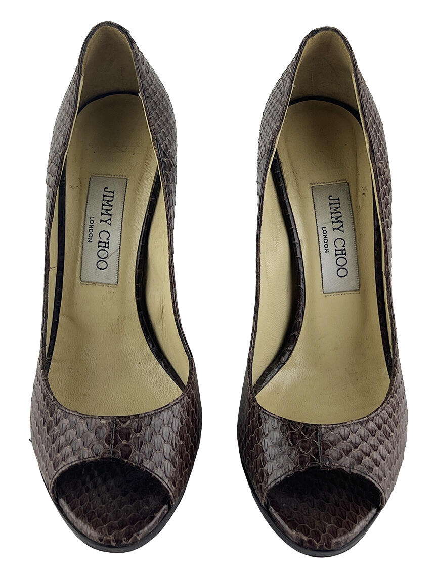 Scarpin Jimmy Choo Peep Toe Python Original - BFR288 | Etiqueta Única