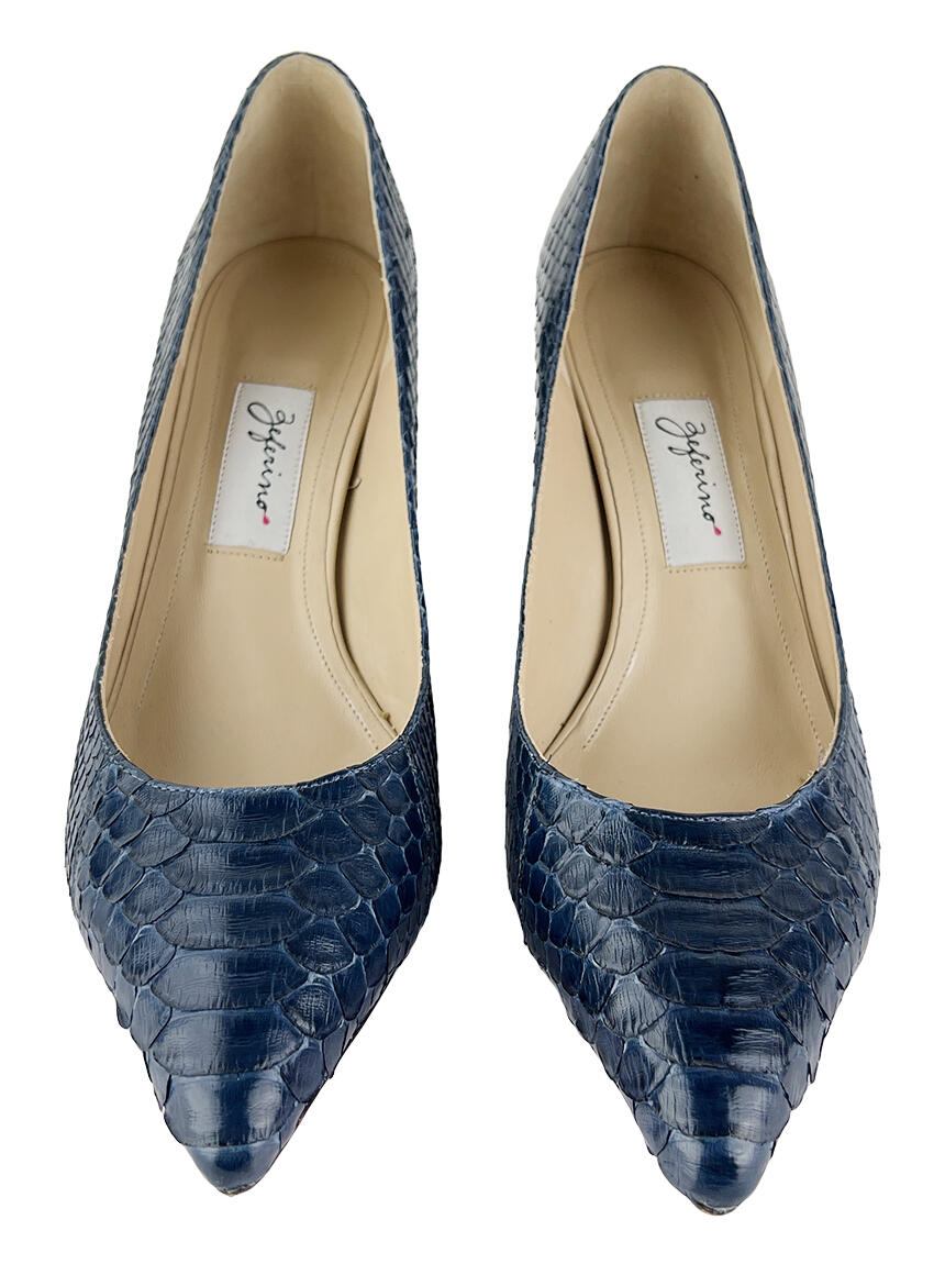 Scarpin Zeferino Python Azul Original - CDNX5 | Etiqueta Única