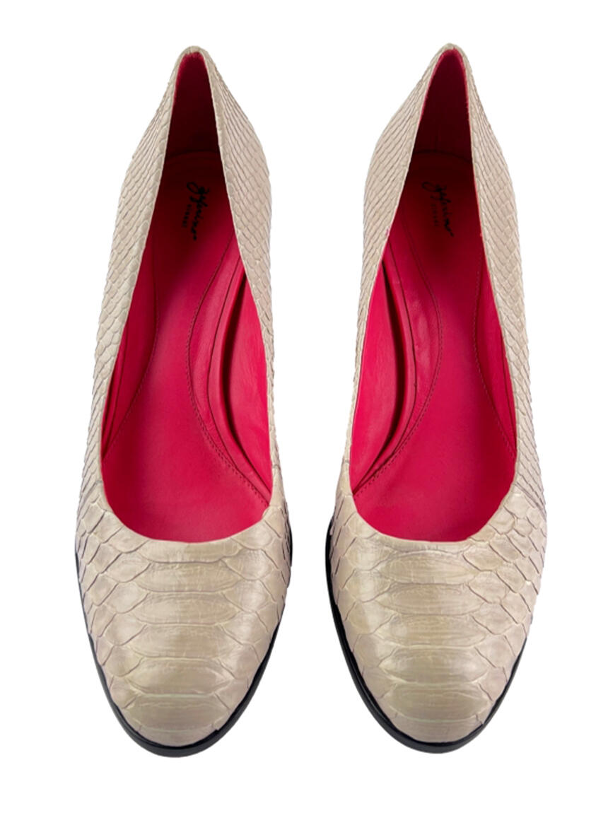 Scarpin Zeferino Python Off White - AFQH496 Original | Etiqueta Única