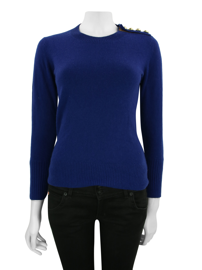 Suéter Burberry Botões Azul - CSC328 Original | Etiqueta Única