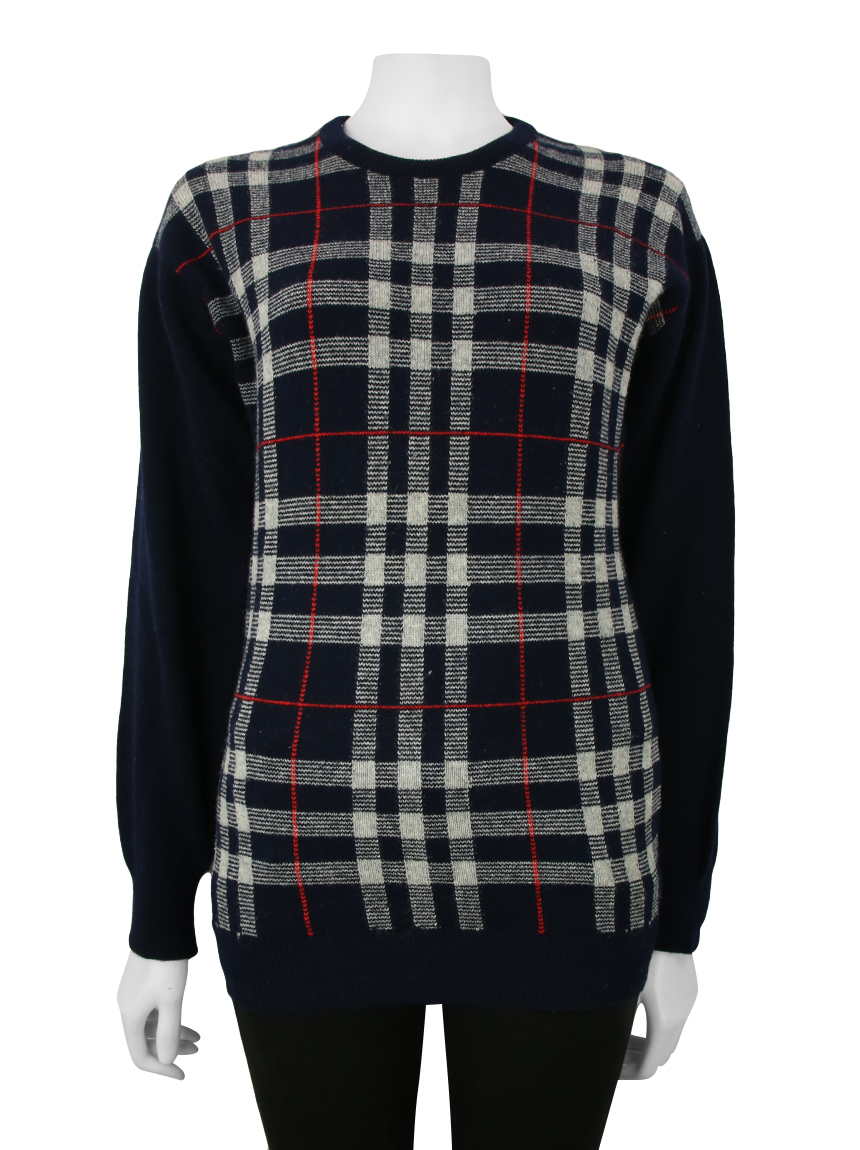 Suéter Burberry's Xadrez Marinho Original - | Etiqueta Única