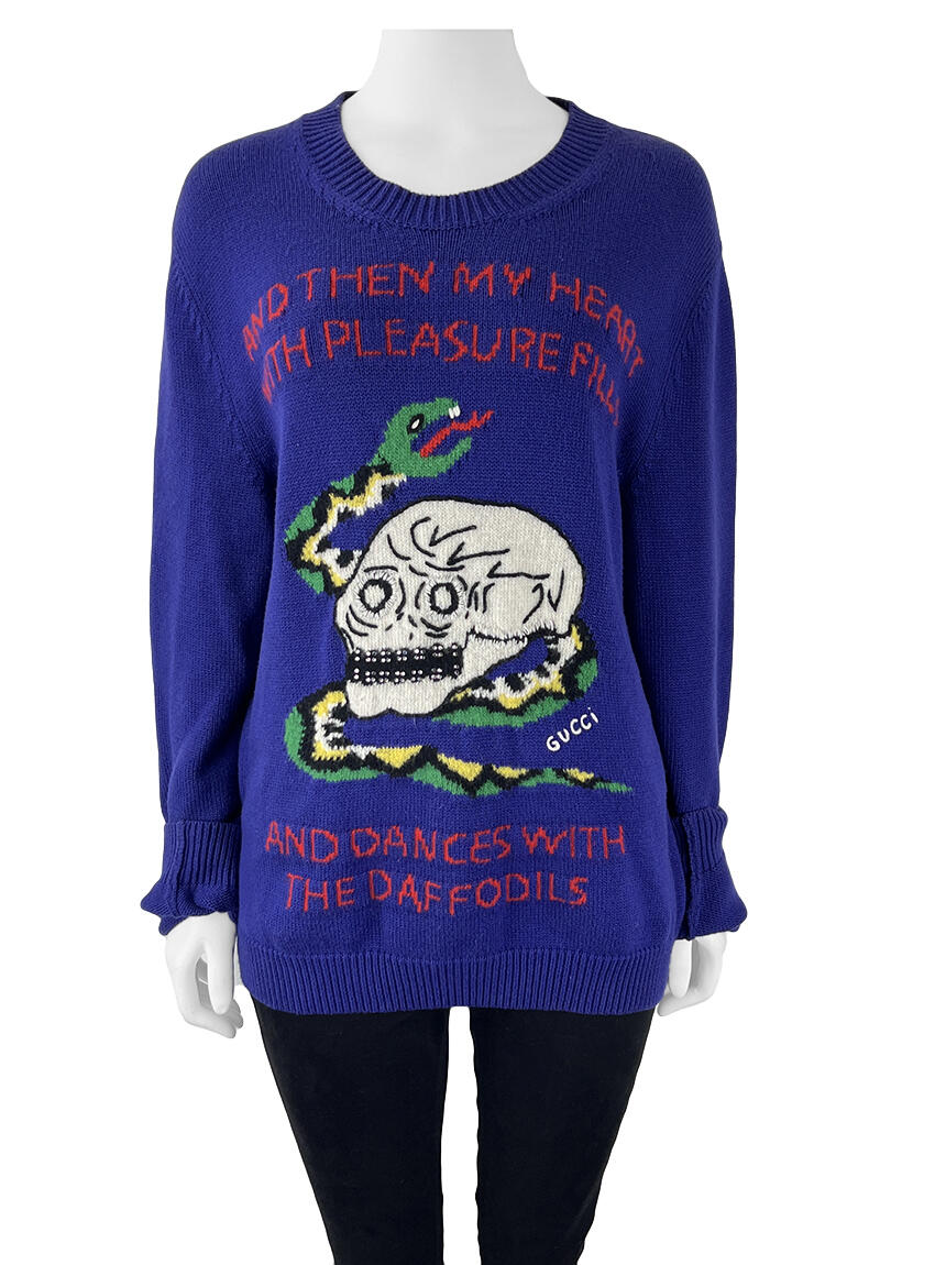 Suéter Gucci Narcissus Poem Skull Roxo Original - | Etiqueta Única