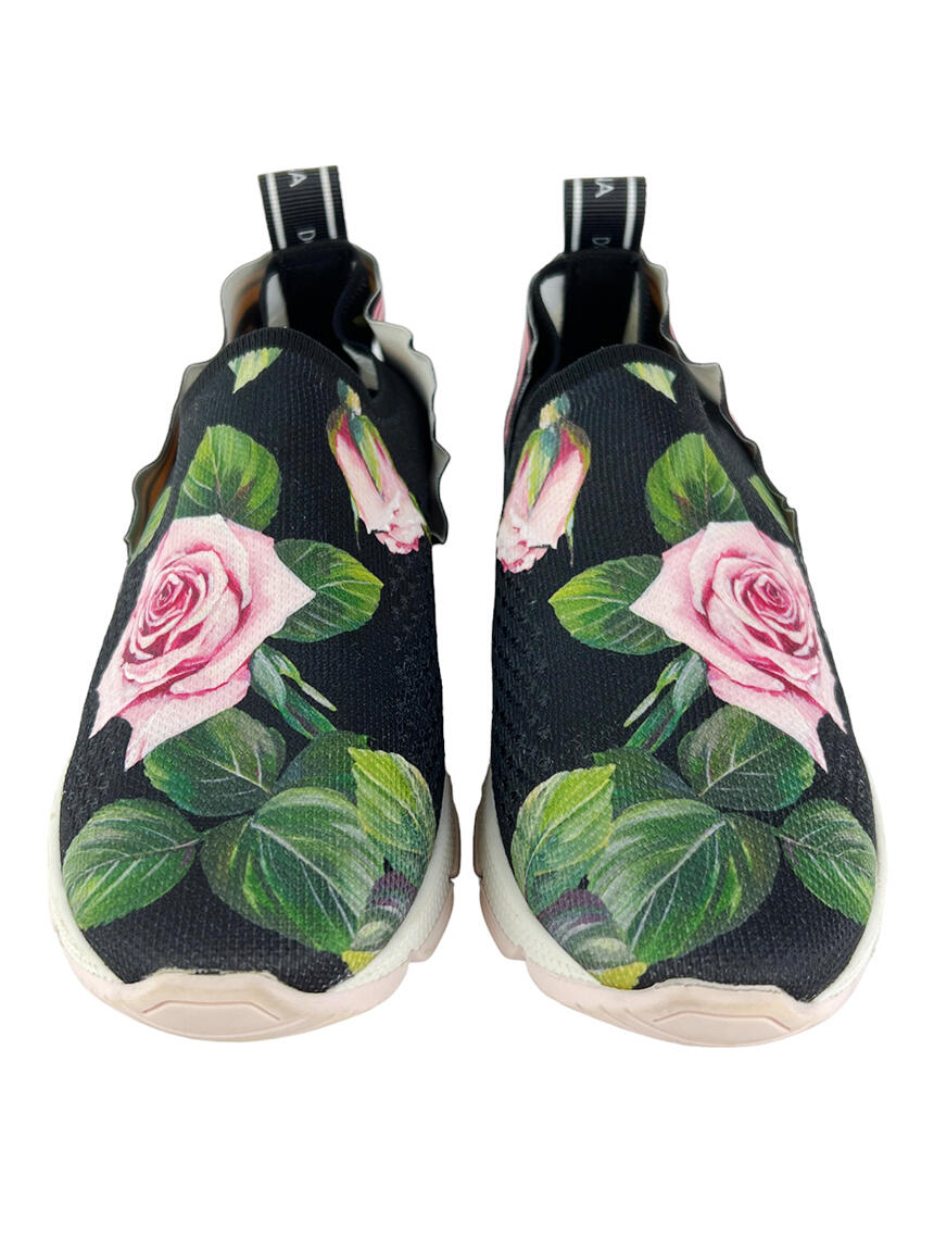 Tênis Dolce & Gabbana Flores Preto - FMC352 Original | Etiqueta Única