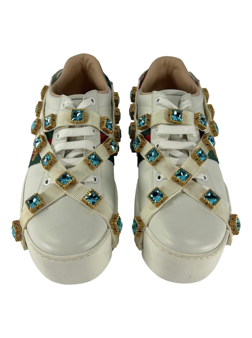Tênis Gucci Ace Platform 'White Gems' Branco - CPBB10 Original ...