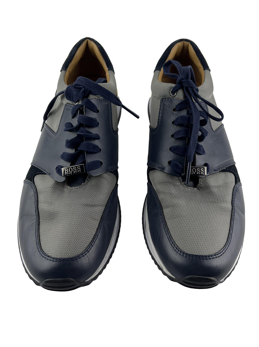 Tênis Hugo Boss Couro Azul - AHBT123 Original | Etiqueta Única