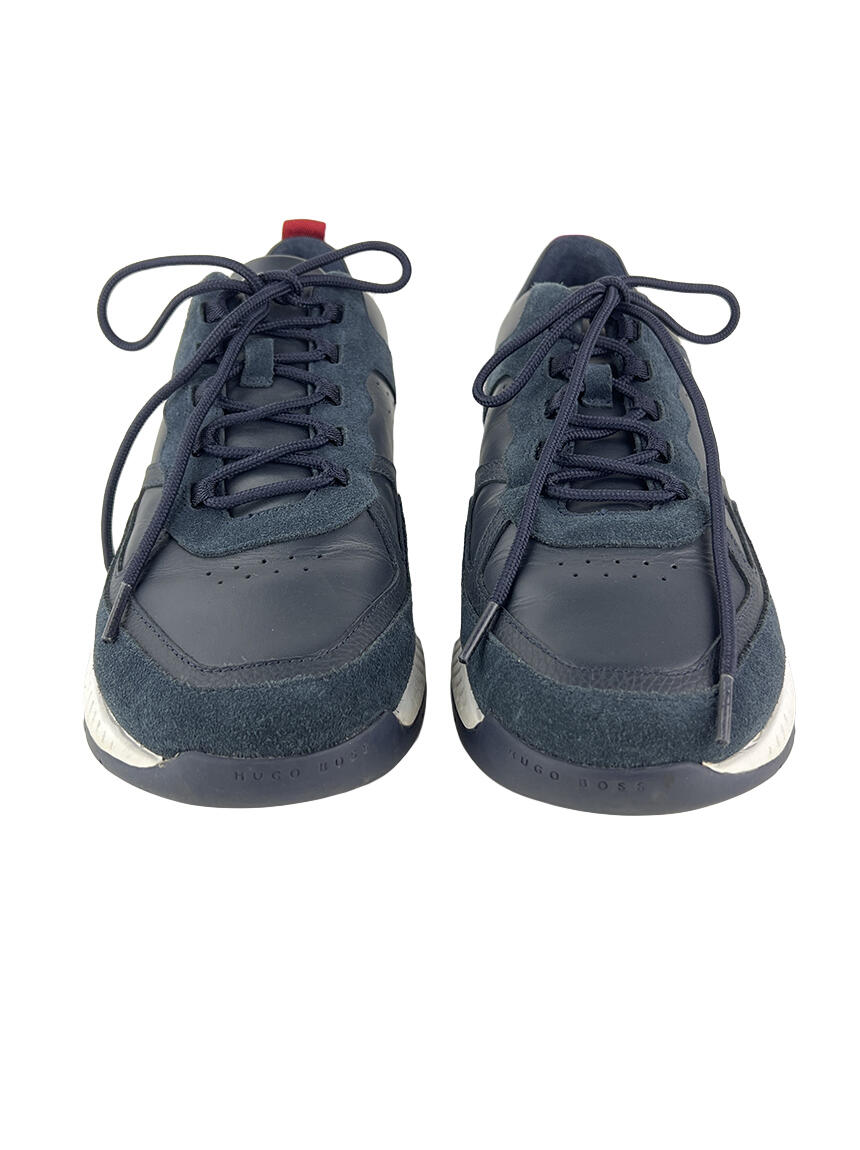 Tênis Hugo Boss Couro Azul Original - | Etiqueta Única