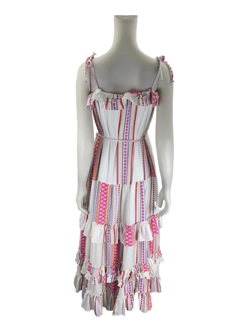 Vestido Carol Bassi Babados Longo - DIN271 Original | Etiqueta Única