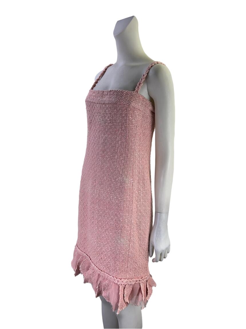 Vestido Chanel Tweed Rosa Original - CFJY50 | Etiqueta Única