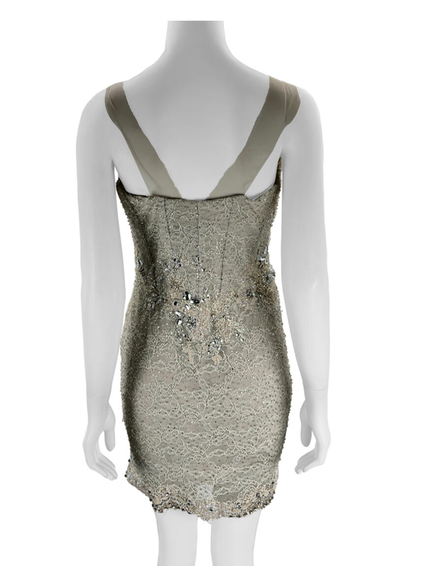 Vestido de Festa Patricia Bonaldi Bordado Bege - BHMO1 Original ...