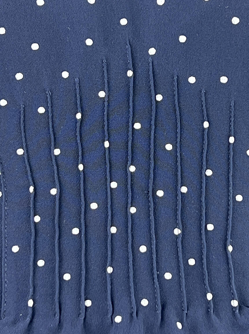 Vestido Valentino Seda Poá Azul Marinho - MMH223 Original | Etiqueta Única