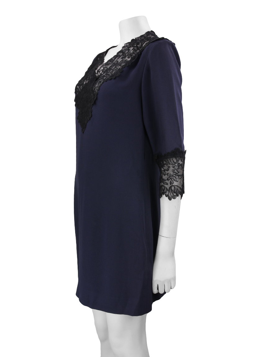 Vestido Yves Saint Laurent Azul Marinho Detalhe Renda - FLS57 Original ...