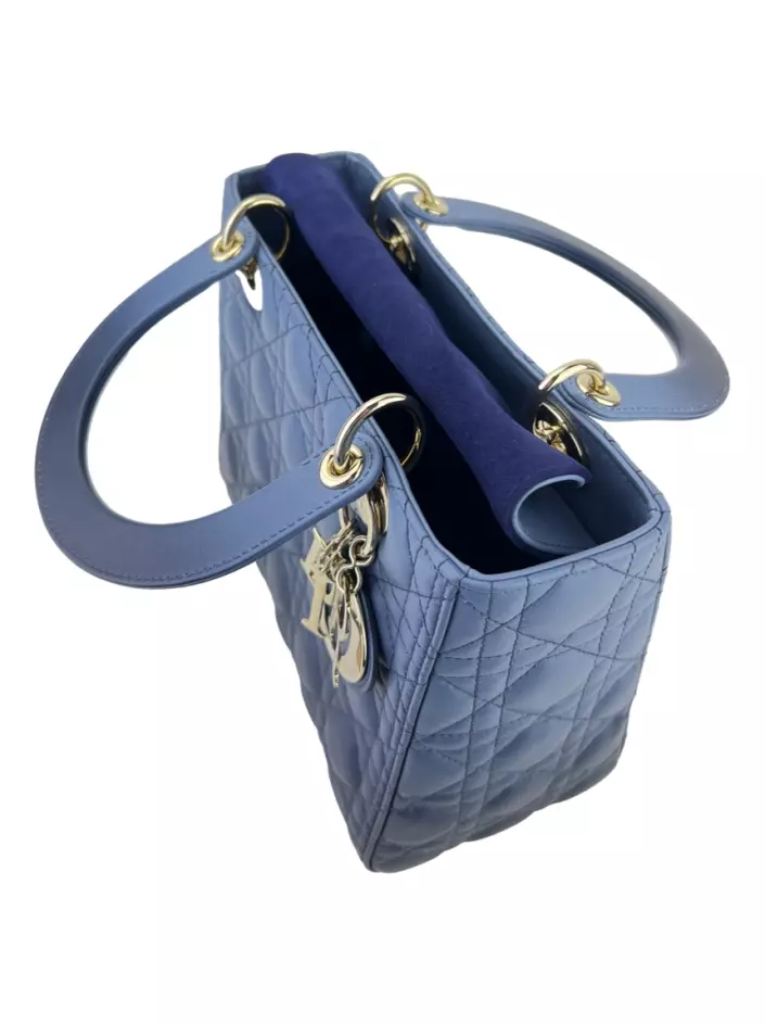 Bolsa Tote Christian Dior Lady Dior Azul - CDNH2 Original | Etiqueta Única