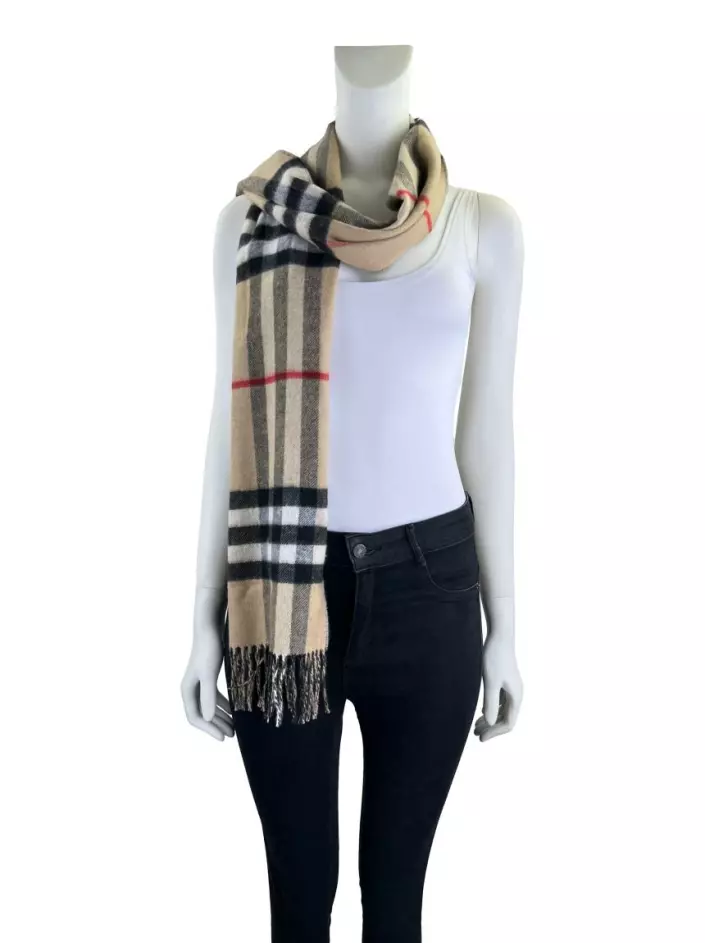 Cachecol Burberry Check Bege Original - BHRC37 | Etiqueta Única