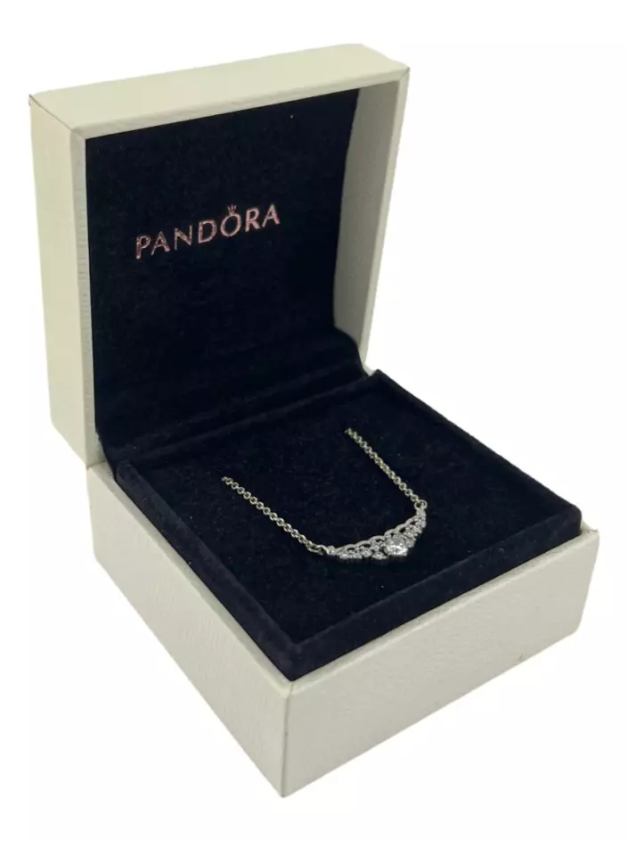 Colar Pandora Coroa Prateada - KLY12 Original - | Etiqueta Única
