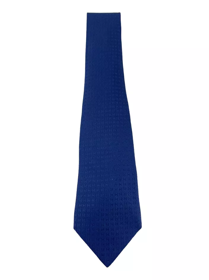 Gravata Hermès Faconne Azul Original - LGC78 | Etiqueta Única