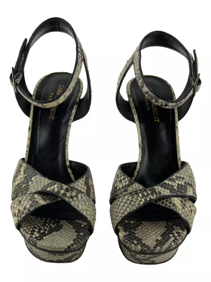 Sapato de Salto Yves Saint Laurent Bianca Couro Python Original - BO231 ...