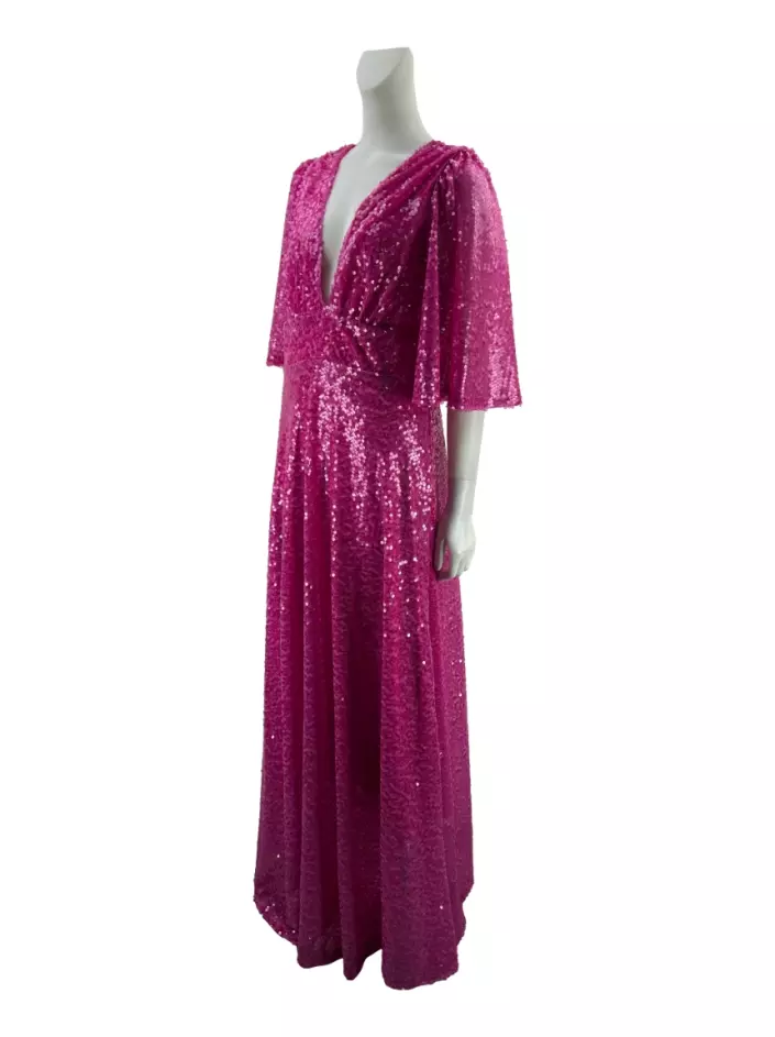 Vestido de Festa Ave Rara Longo Paetê Cristal Pink Original - AHDP3 | Etiqueta Única