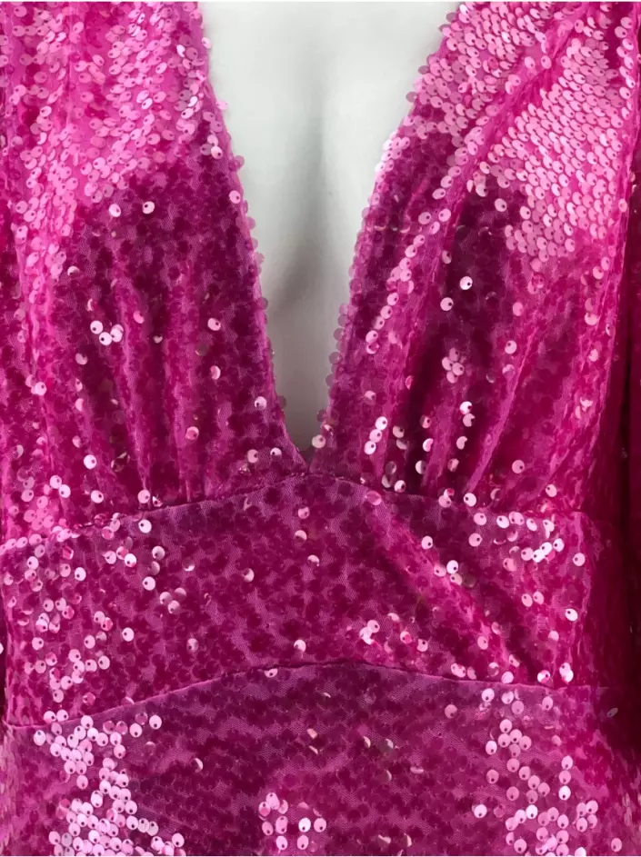 Vestido de Festa Ave Rara Longo Paetê Cristal Pink Original - AHDP3 | Etiqueta Única